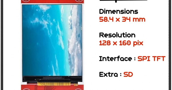 1.8" SPI TFT LCD With PCB Adapter and SD EL-0100